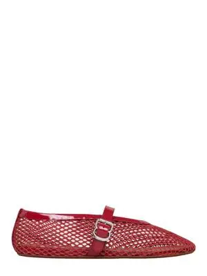 Alaïa Alaia Ballet Flats In Fishnet And Patent Leather Rouge
