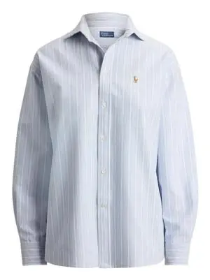 Polo Ralph Lauren Vertical-stripe Embroidered-logo Shirt - Blue