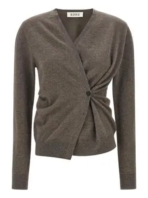 RÓHE Twisted Ballet Asymmetrical Cardigan - Mud
