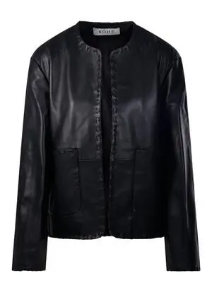 RÓHE Blanket-stitch Leather Jacket - Black