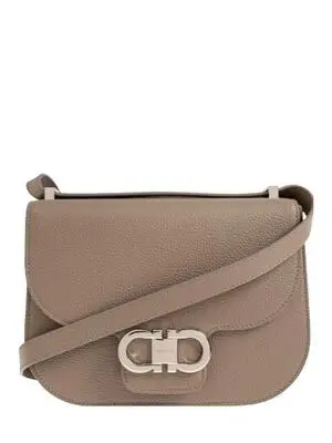 FERRAGAMO Flap Shoulder Bag With Gancini Clasp - Brown