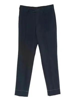 Brioni Navy Pleated Straight-leg Trousers - Blue