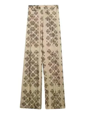 Momoni Aspen Wide-leg Trousers With Geometric Print - Neutrals