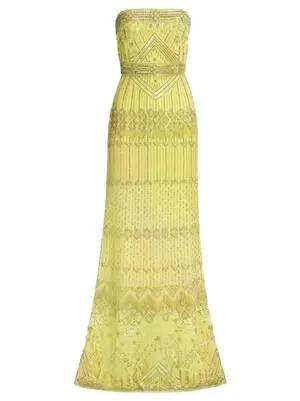 Elie Saab Beaded Strapless Evening Dress - Green