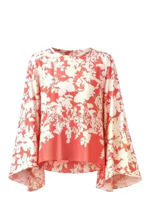 Agnona Floral-print Silk Blouse - Red
