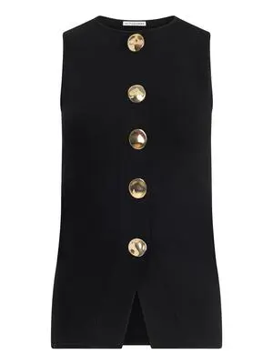 Altuzarra Harper Sleeveless Top With Gold Buttons - Black