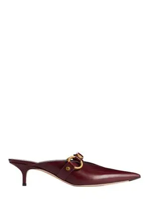 Balenciaga City Mule In Burgundy Calfskin - Red
