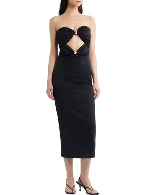 Torn By Ronny Kobo Sandrine Strapless Cutout Detail Dress - Black