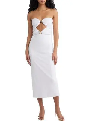 Torn By Ronny Kobo Sandrine Strapless Cutout Detail Dress - Ivory
