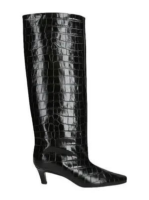 TOTEME Wide Shaft Croc-effect Leather Knee-high Boots - Black