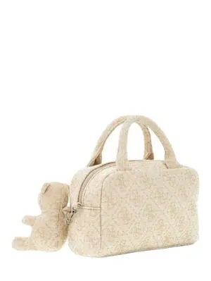 Guess Terry Cloth Crossbody Bag With Teddy Bear Charm - Beige
