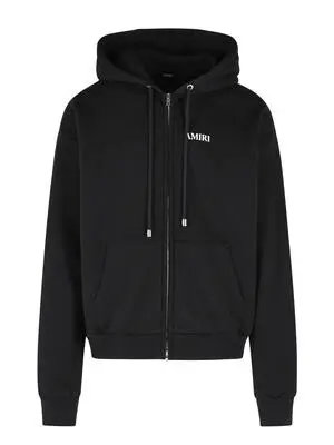 Amiri Cotton Zip-up Hoodie With Contrast Logo - Black