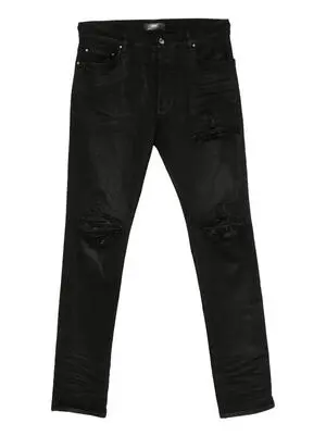 Amiri Slim-fit Coated Distressed Jeans - Black