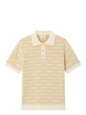 Casablanca Knit Logo Short Sleeve Polo Shirt - Beige