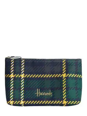 Harrods Medium Tartan Logo Pouch - Navy