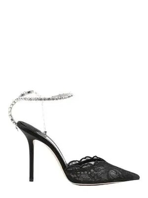 JIMMY CHOO Jimmy Choo Black Floral Lace Crystal-Embellished Stiletto Heel