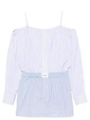 Alexander Wang Off-the-shoulder Stripe Dress - Blue