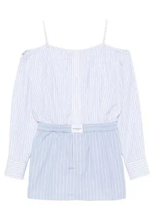 Alexander Wang ALEXANDER WANG Off-the-Shoulder Stripe Dress Blue