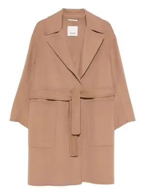 Max Mara S MAX MARA Camel Brown Single Breasted Wool Coat Cream