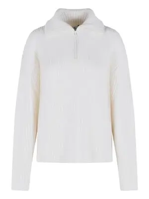 COURREGES Merino Wool Quarter Zip Sweater - White