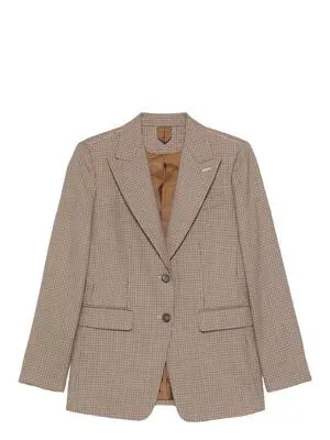 Max Mara Fitted Houndstooth Jacket - Cream
