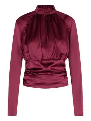 ROTATE BY BIRGER CHRISTENSEN ROTATE Burgundy Silk Blouse Multicolor