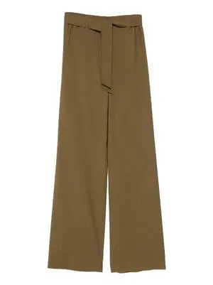 Max Mara High-waisted Wide Leg Trousers With Belt - Brown