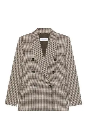 Max Mara Houndstooth Pattern Peak Lapel Double-breasted Jacket - Black