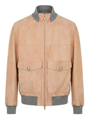 Brunello Cucinelli Suede Bomber Jacket - Multicolor
