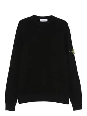 Stone Island Virgin Wool Crew Neck Jumper - Black