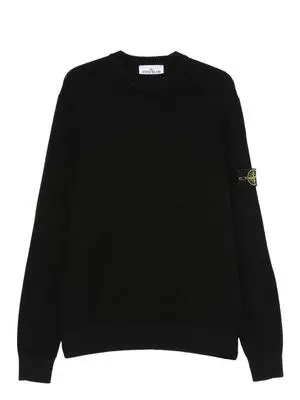 Stone Island Virgin Wool Crew Neck Jumper - Black