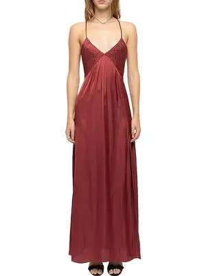Zadig&Voltaire Rayonne Satin Maxi Dress - Cherry