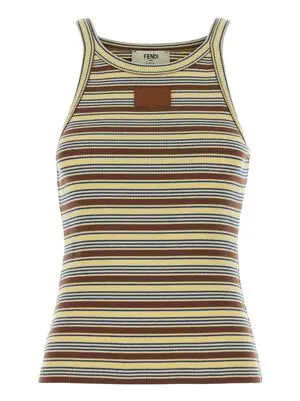 Fendi Striped Cotton Tank Top - Multicolor