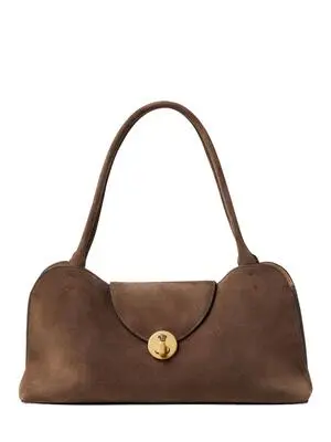 Versace Suede Shoulder Bag With Medusa Hardware - Multicolor