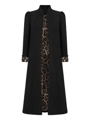 ROQAIA FASHION HOUSE Noir Sculpt Tailored Coat With Animal Print Lining - Black