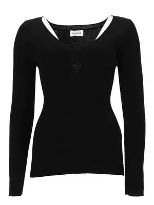 P.a.r.o.s.h Wool Blend V-neck Sweater - Black