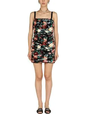 Dolce & Gabbana Floral Sequin Square Neck Dress - Multicolor
