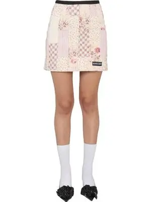 MARINE SERRE Patchwork Quilted Mini Skirt - Multicolor