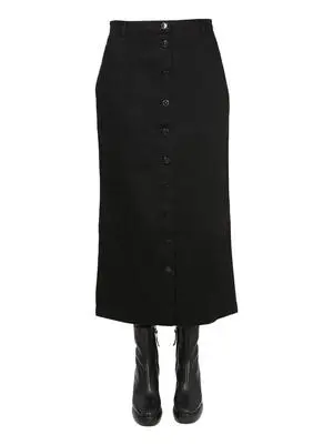 Raf Simons Midi Skirt With Front Button Closure - Black