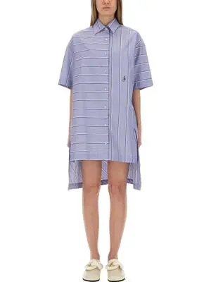 JW Anderson Oversized Striped Organic Cotton Shirt Dress - Multicolor