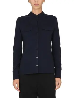 JIL SANDER Mandarin Collar Pocket Shirt - Blue