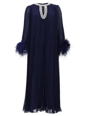 SELF-PORTRAIT Chiffon Midi Dress - Blue