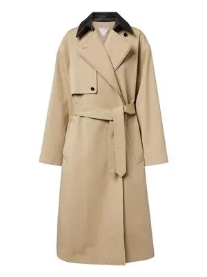 Bottega Veneta Intrecciato Cotton Trench Coat - Beige