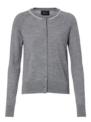 Simone Rocha Embellished Wool And Silk Cardigan - Grey