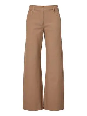 Max Mara Cotton-blend Wide-leg Pants - Beige