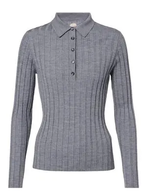 Jardin Des Orangers Ribbed-knit Virgin Wool Polo Sweater - Grey
