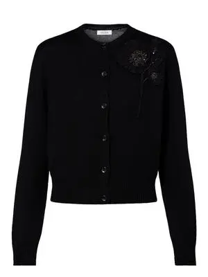 Erdem Beaded Wool Cardigan - Black