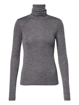 RÓHE Wool Jersey Turtleneck Top - Grey