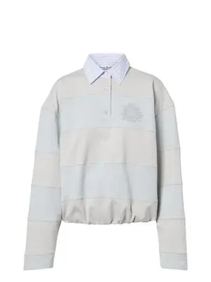 Acne Studios Striped Cotton Fleece Polo Sweatshirt - Blue