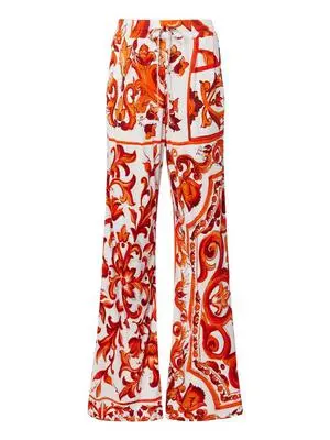 Dolce & Gabbana Majolica Print Wide-leg Trousers - Orange
